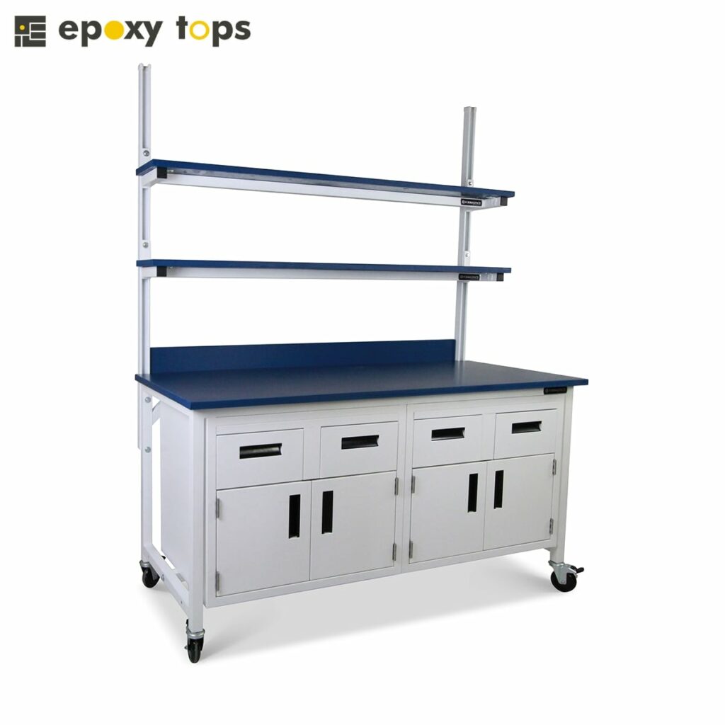 Lab Workbench With Sliding Shelves - Epoxytops