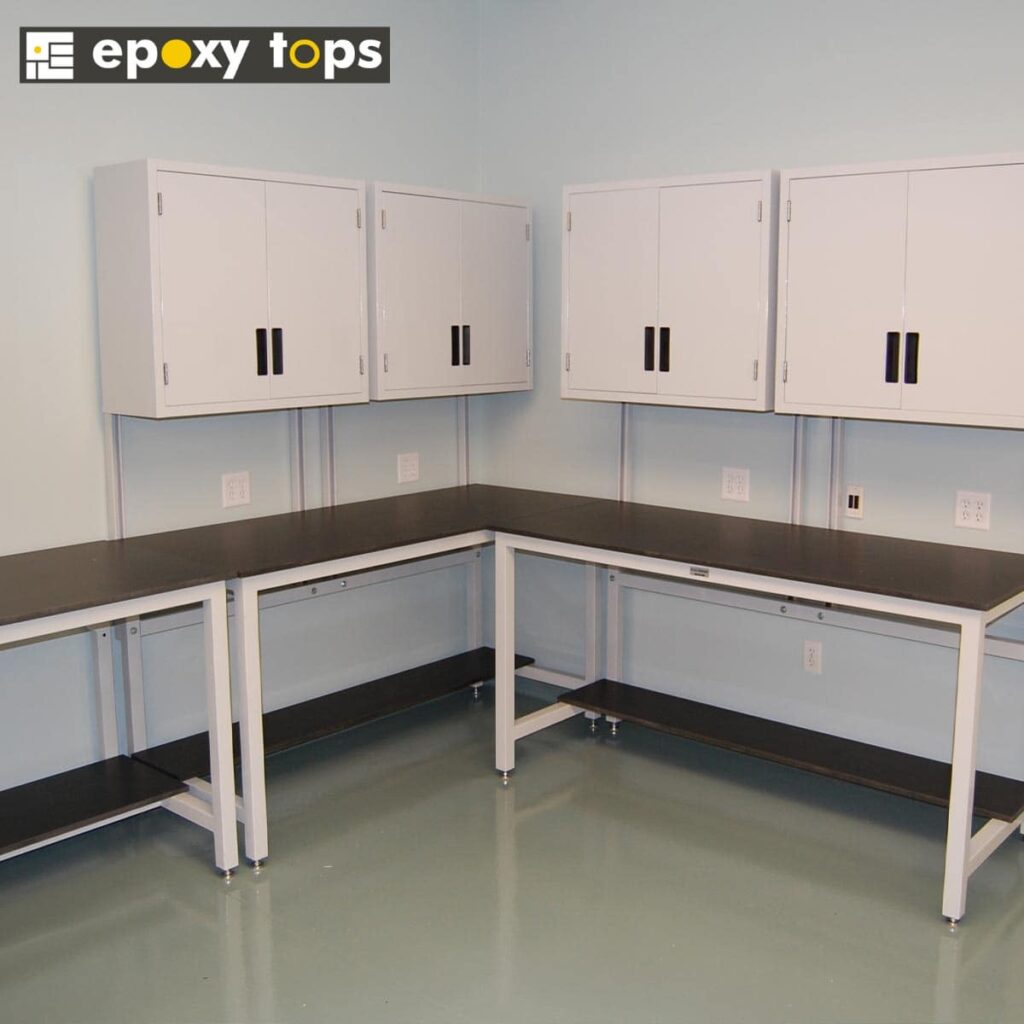 Phenolic Resin Lab Workbenches With Top Cabinets - Epoxytops