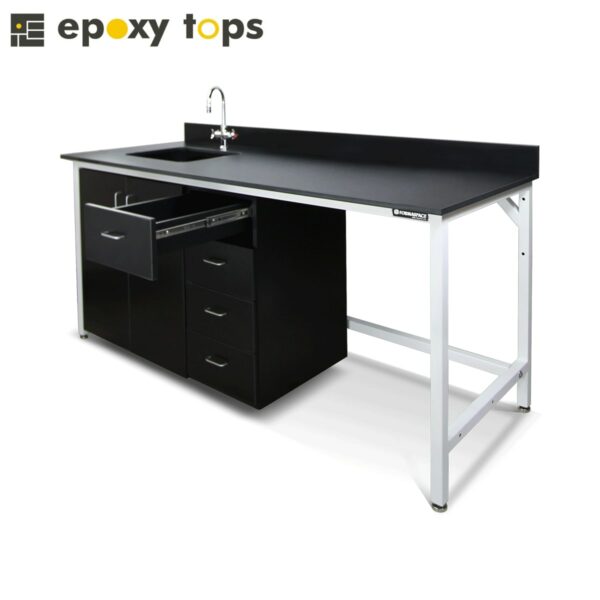 Resistant Wet Lab Bench With Sink And Storage - Epoxytops