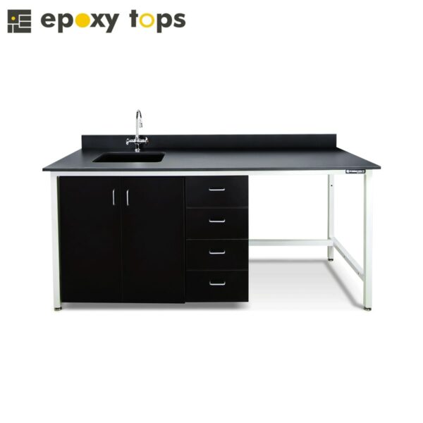 Resistant Wet Lab Bench With Sink And Storage - Epoxytops