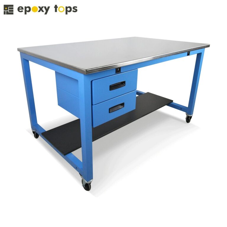 Stainless Steel Workbench With Casters - Epoxytops